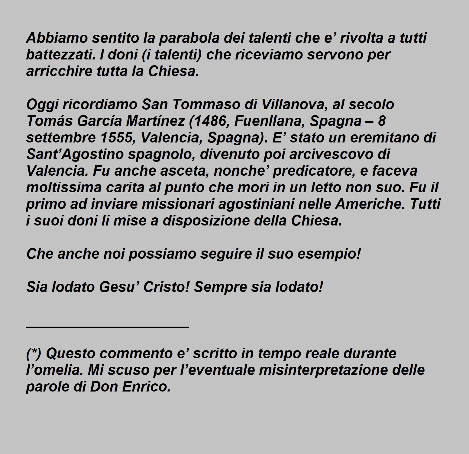 DALL’OMELIA DI (FROM THE HOMILY BY) DON ENRICO RONCAGLIA – GIOVEDI 22 ...